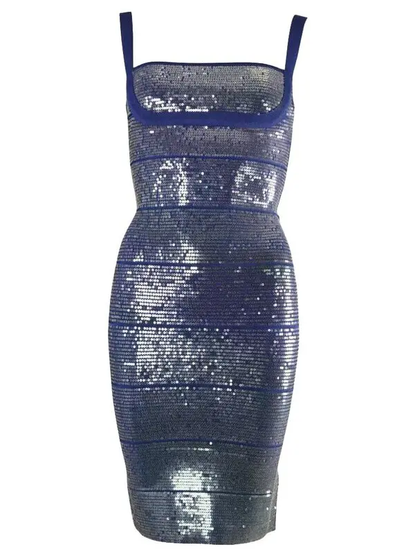 Herve Leger Katherine Sequin Bandage Mini Dress - Blue