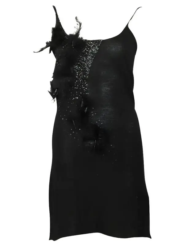 JOSEPH Sequin & Feather-detail Mini Dress - Black