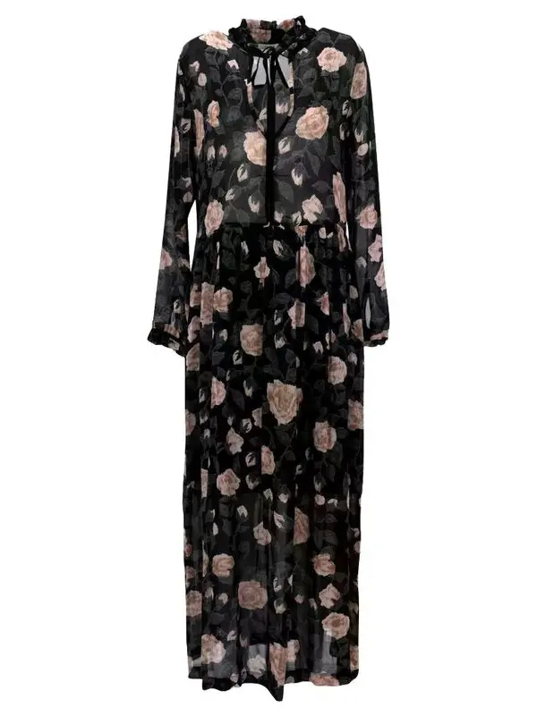 GANNI Carlton Floral-print Maxi Dress - Black