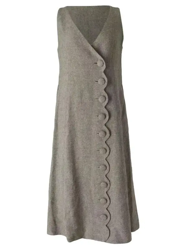 Lisa Marie Fernandez Summer V-neck Scallop Dress - Grey