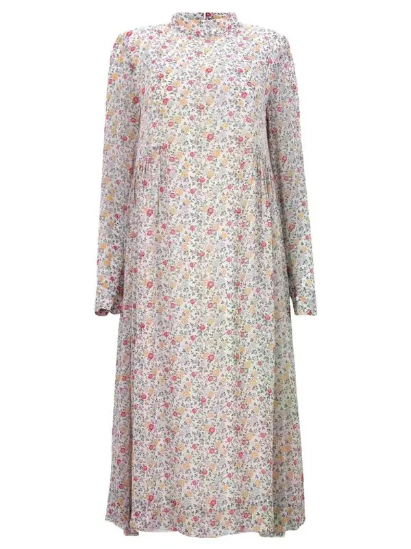GANNI Ditsy Floral Print Midi Dress - White