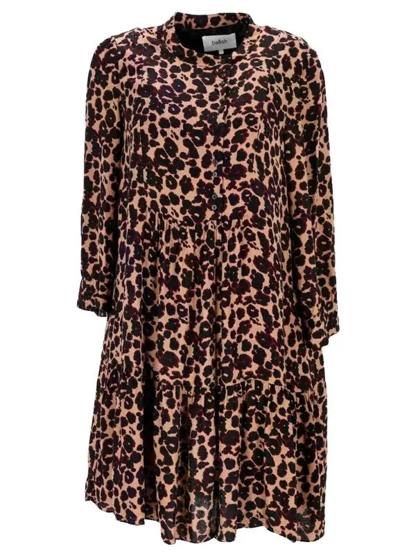 Ba&sh Animal-print Button-fastening Mini Dress - Neutrals