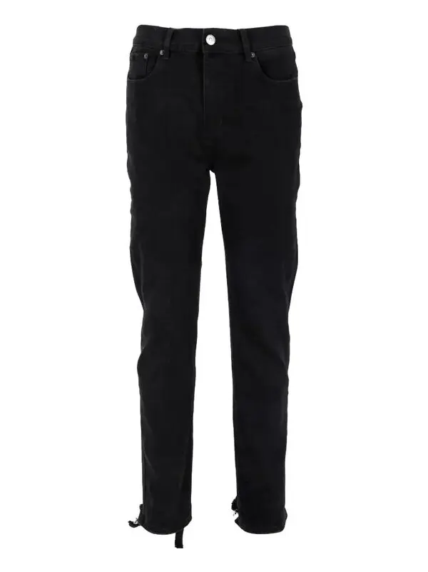 Balenciaga Mid-rise Cotton Jeans With Distressed Hem - Black