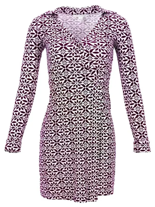Diane Von Furstenberg Printed Wrap Mini Dress - White