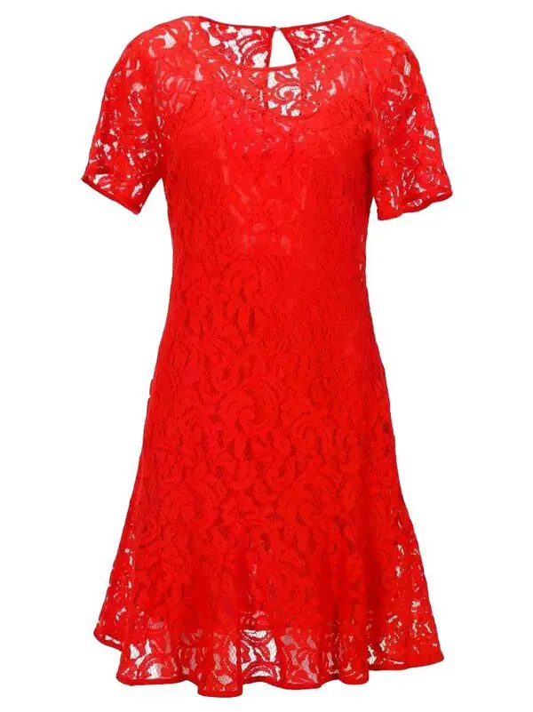 Michael Kors Short-sleeve Lace Dress - Red