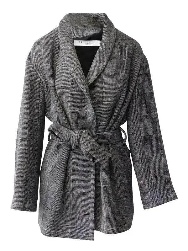 IRO PARIS Shawl-collar Belted Coat - Grey
