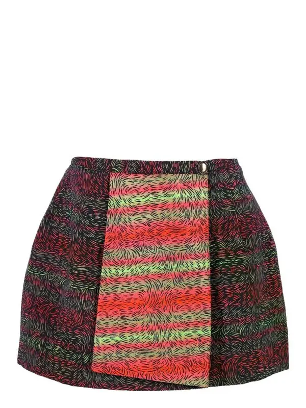 Kenzo Graphic-print Wrap Mini Skirt - Black