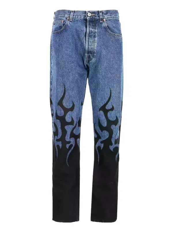 Vetements Flame-print Straight-leg Jeans - Blue