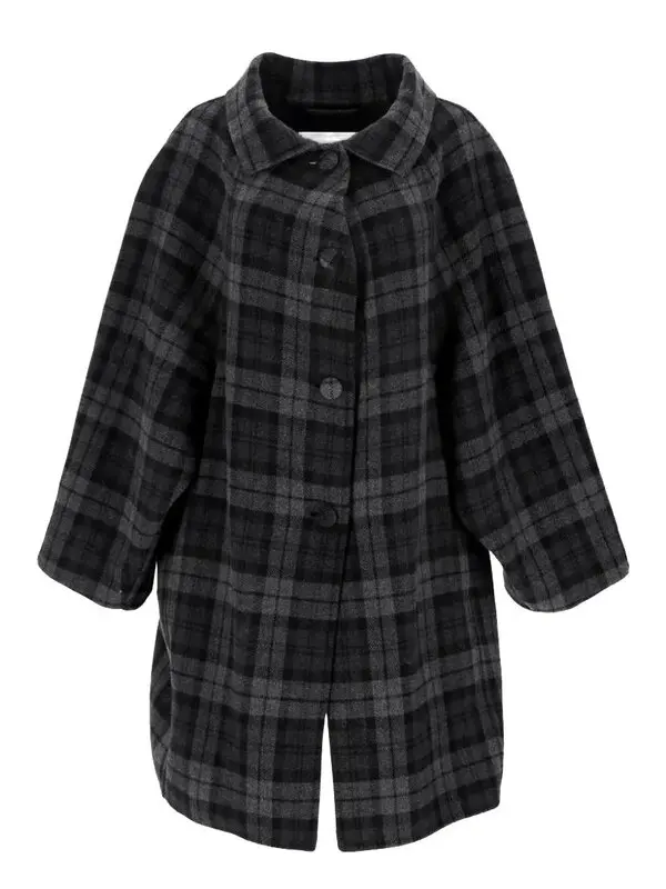 Balenciaga Flannel Checked Coat - Black