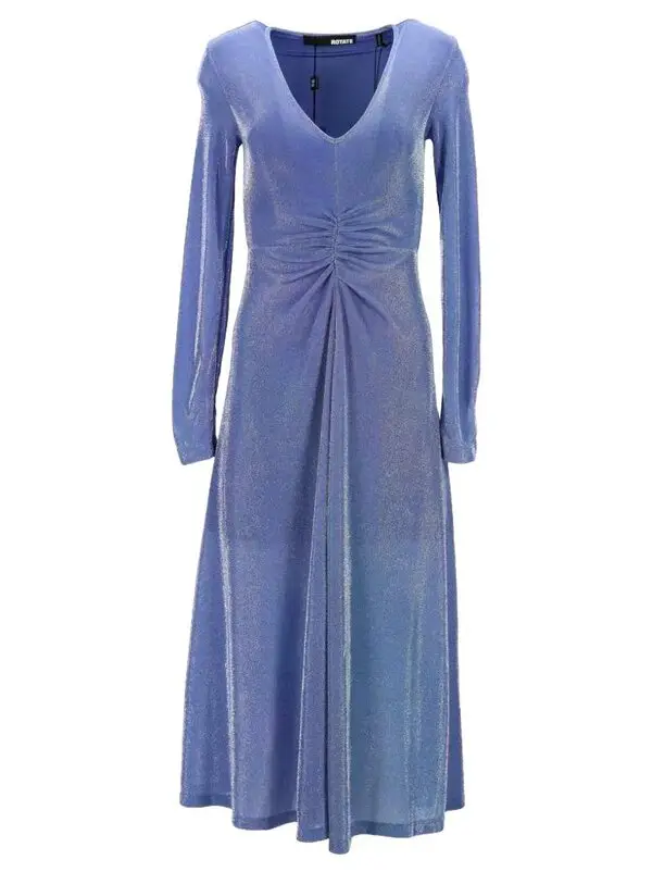 ROTATE BY BIRGER CHRISTENSEN Sierra Ruched V-neck Midi Dress - Blue
