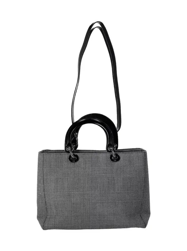 Dior Large Lady Houndstooth Tote Bag - Black