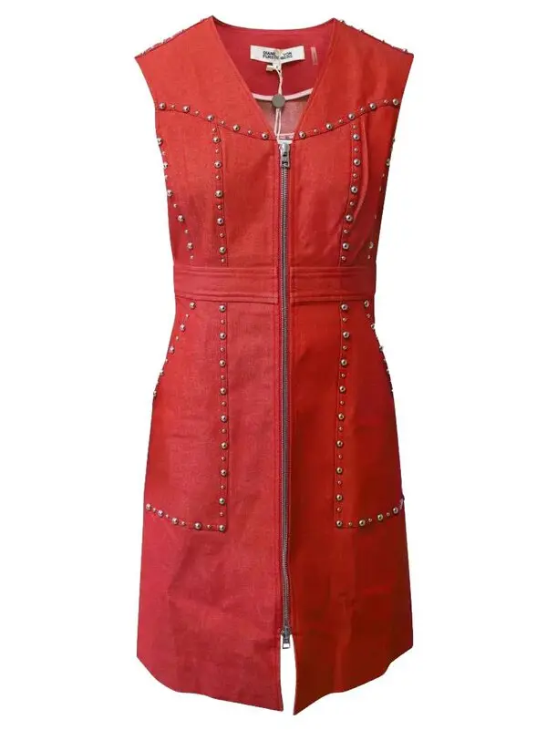 Diane Von Furstenberg Studded Mini Dress - Red