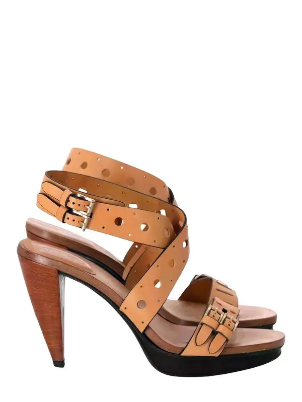 TOD'S Crisscross Cutout Leather Platform Sandals - Neutrals
