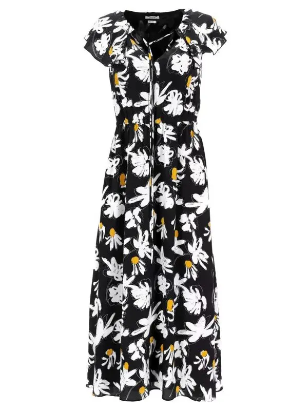 JASON WU Floral-print Midi Dress - Black