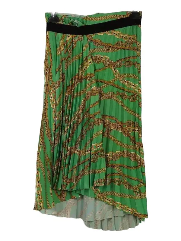Balenciaga Pleated Chains-print Midi Skirt - Green