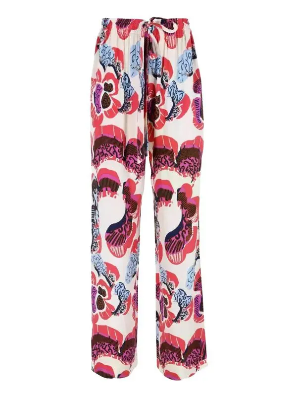 Diane Von Furstenberg Floral-print Drawstring Trousers - Neutrals