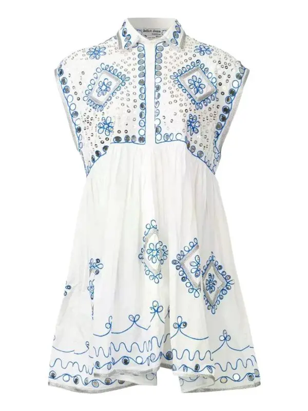 JULIET DUNN Mirror-embellished Shirt Dress - White