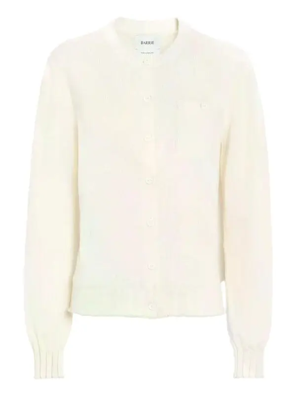 BARRIE Cashmere And Cotton Cardigan With Ribbed Detailing - Blue