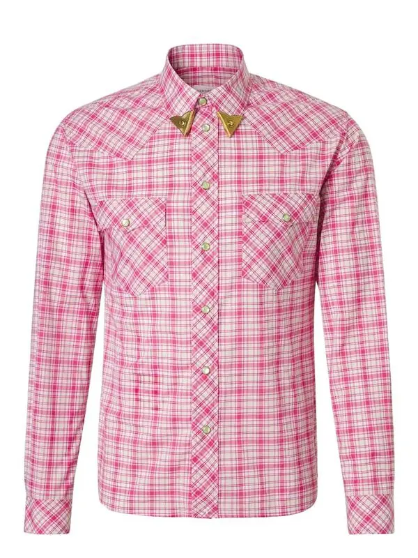 Versace Checked Cotton Poplin Shirt - Red