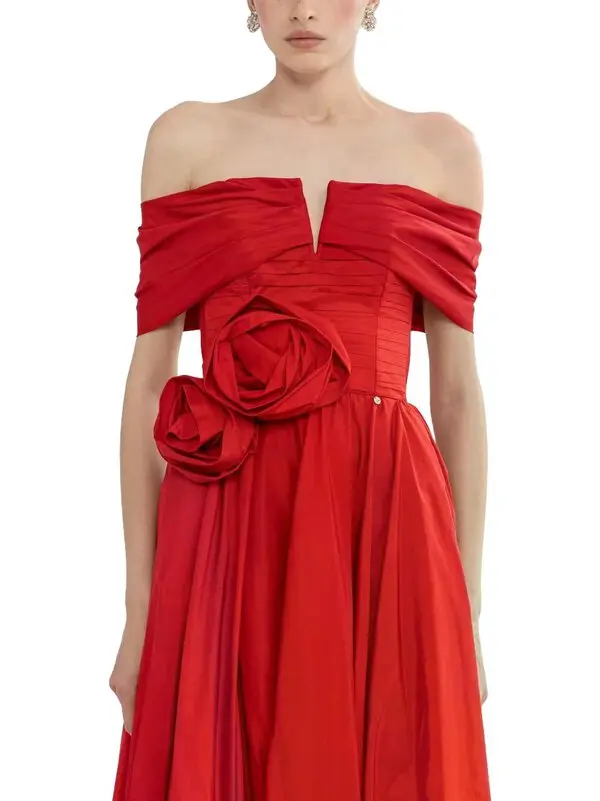NISSA Floral-applique Maxi Dress - Red