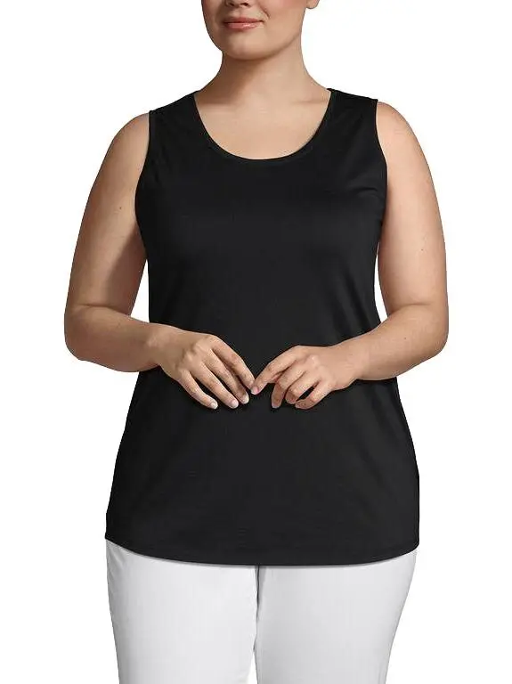 LANDS' END Supima Cotton Tunic Tank - Black