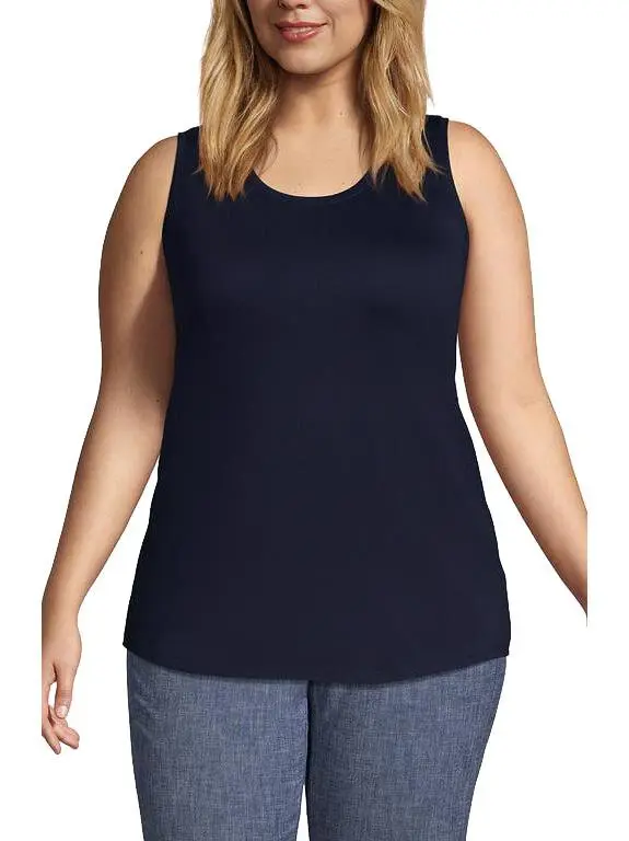 LANDS' END Supima Cotton Tunic Tank - Radiant Navy