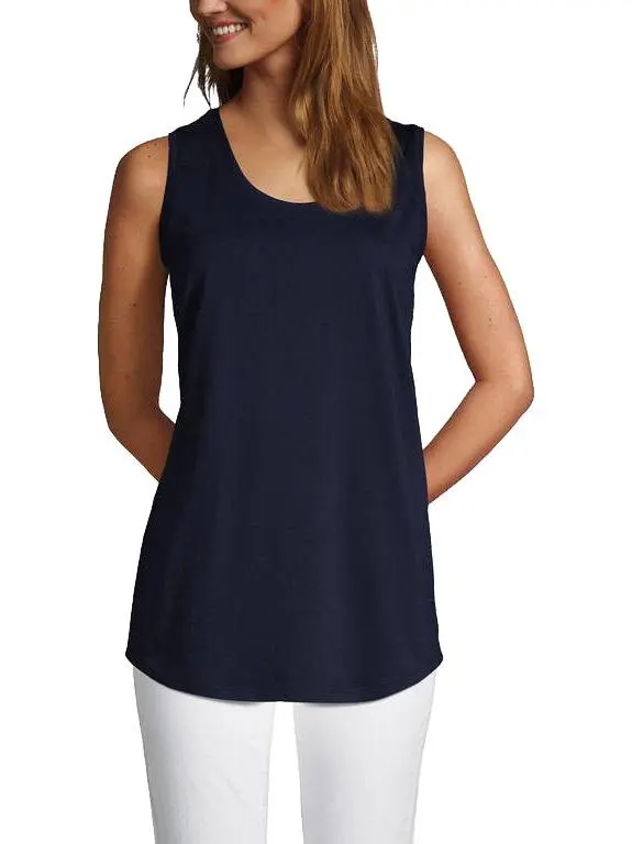 LANDS' END Supima Cotton Tunic Tank - Radiant Navy