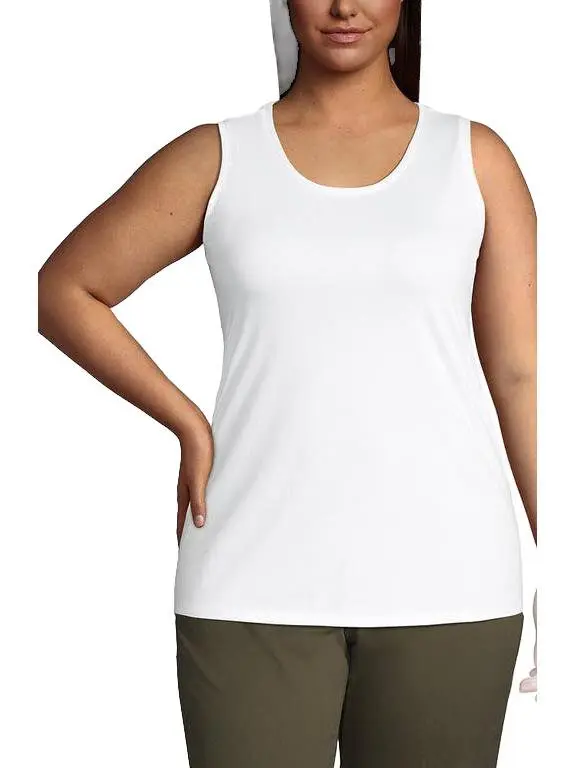 LANDS' END Supima Cotton Tunic Tank - White
