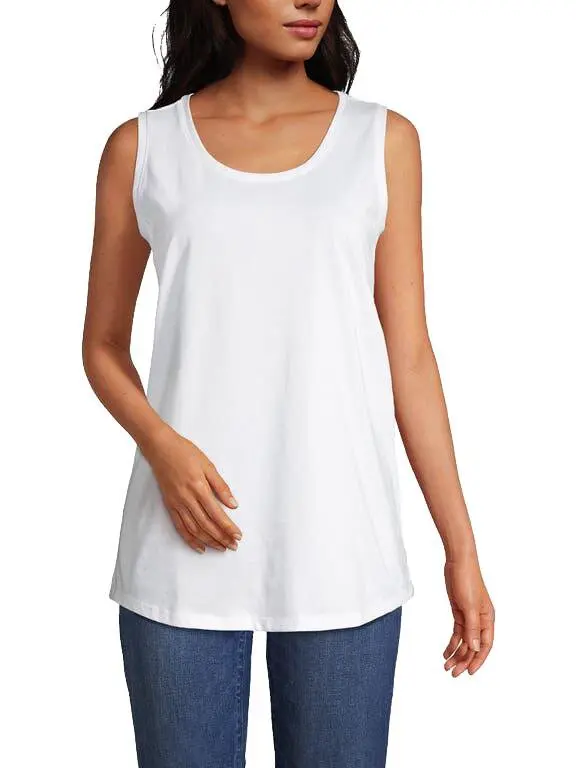 LANDS' END Supima Cotton Tunic Tank - White