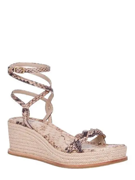 Paige Joanna Ankle Strap Platform Wedge Sandal - Tan Multi