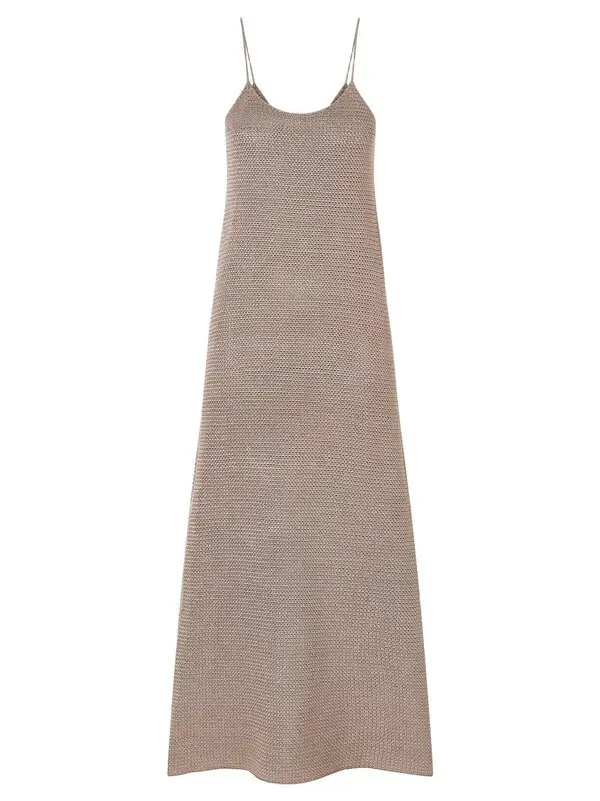Veronica De Piante Liliana Crocheted Silk Maxi Dress - Neutrals