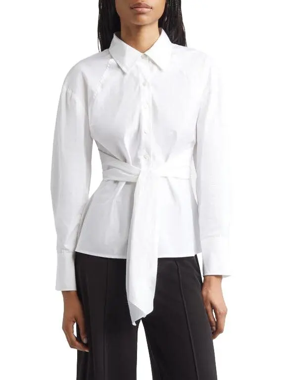 Derek Lam 10 Crosby Crossover Back Detail Cotton Button-up Shirt - White