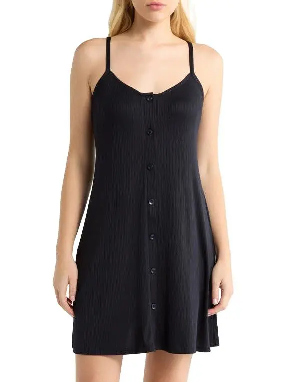 French Connection Ribbed Button Front Chemise - Utility Blue