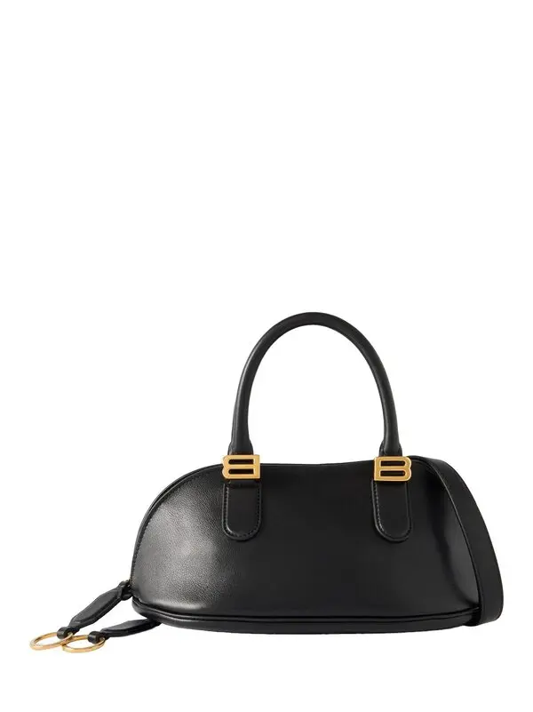 Balenciaga Bolero Embellished Leather Shoulder Bag - Black