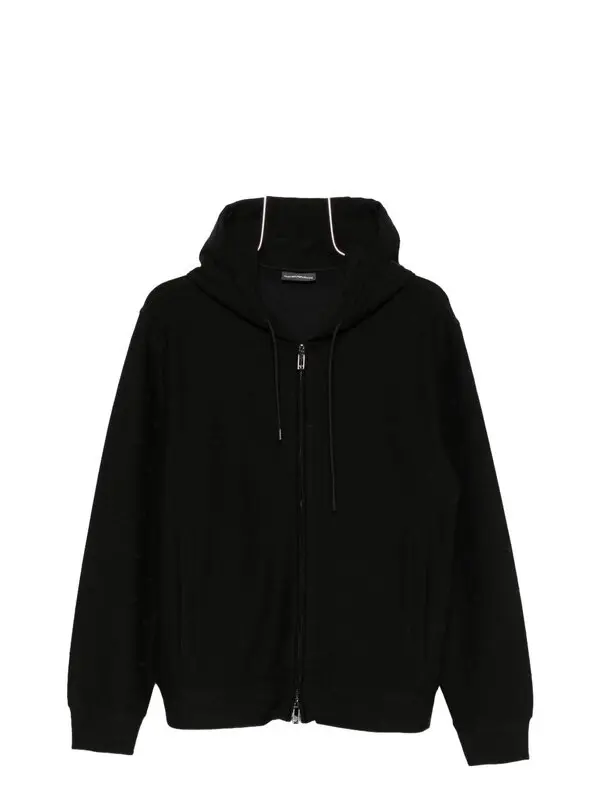 Emporio Armani Cotton Blend Zip Up Hoodie - Black