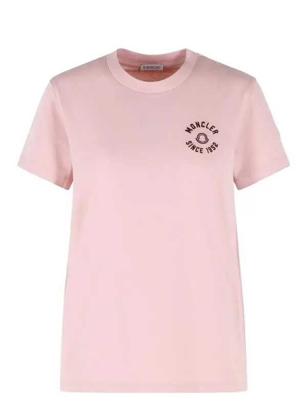 Moncler Logo Cotton T-shirt - Pink
