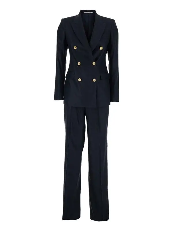 Tagliatore Linen Double-breasted Suit - Blue