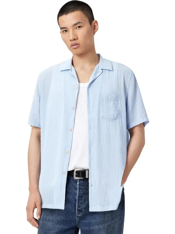 ALLSAINTS Perry Short Sleeve Striped Shirt - Kentucky Blue