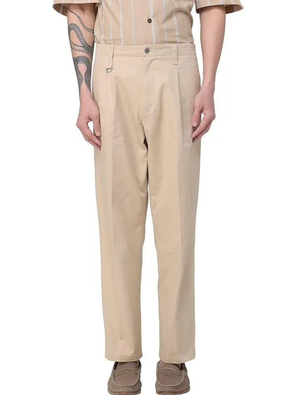 PAOLO PECORA Gabardine Wide-leg Trousers - Beige