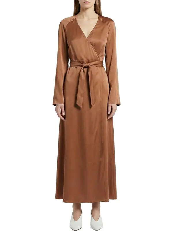 Fabiana Filippi Wrap Midi Dress In Viscose Blend - Beige