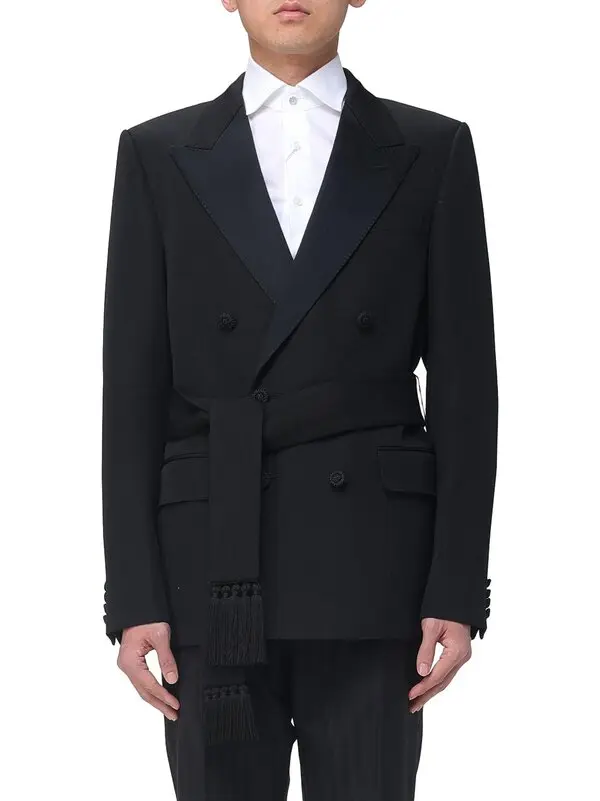 Valentino Garavani Double Breasted Jacket With Tassel Detail - Black