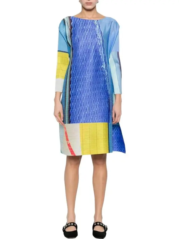 Issey Miyake Pleated Dress - Blue