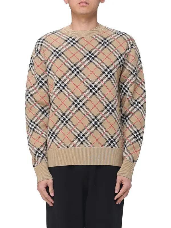 Burberry Crewneck Pullover In Vintage Check - Sand
