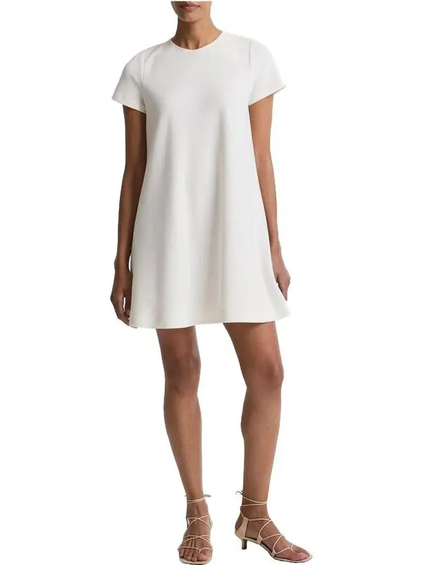 Vince Bias Short-sleeve A-line Dress - Neutral / White