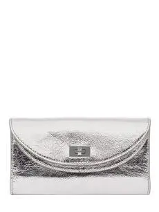 Sandro Mambo Leather Clutch - Silver