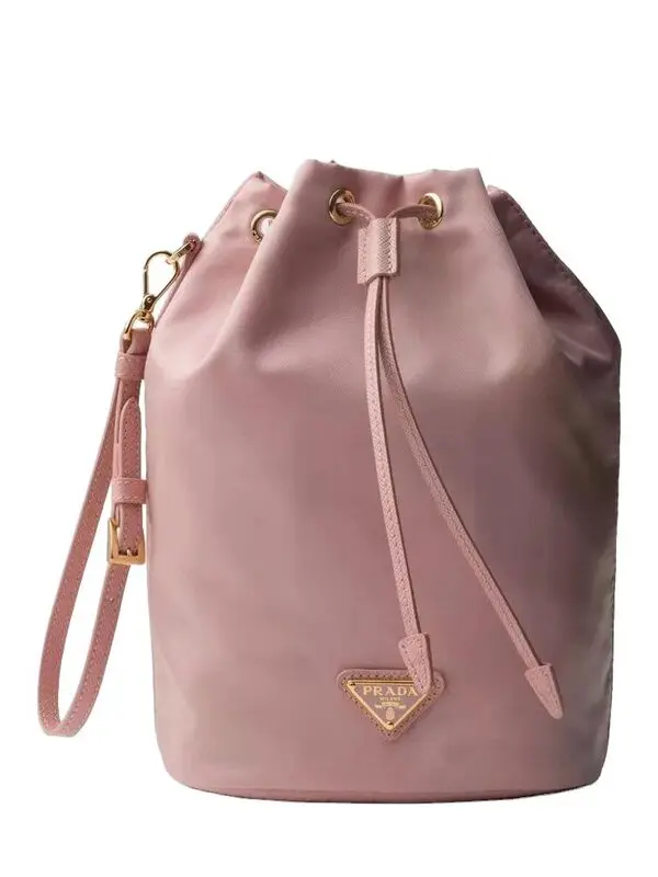 Prada Re-nylon Pouch With Leather Wristlet - Pink