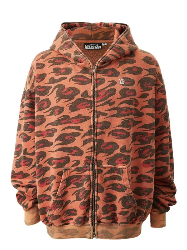 HELLSTAR Sunfaded Cheetah Zip Up - Red