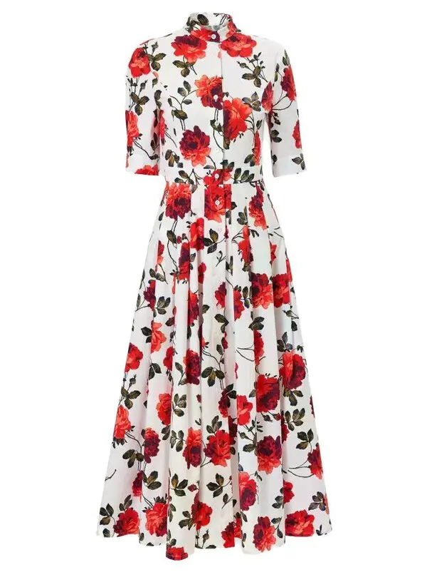 Carolina Herrera Rose-print Midi Shirt Dress - White