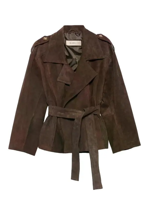 BLANCA VITA Belted Jacket - Brown