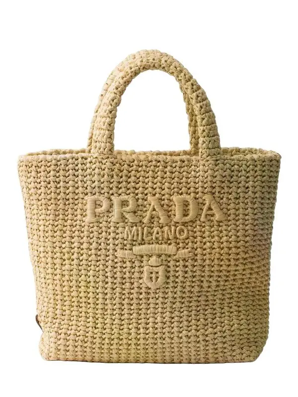 Prada Small Crochet Tote Bag - Neutrals